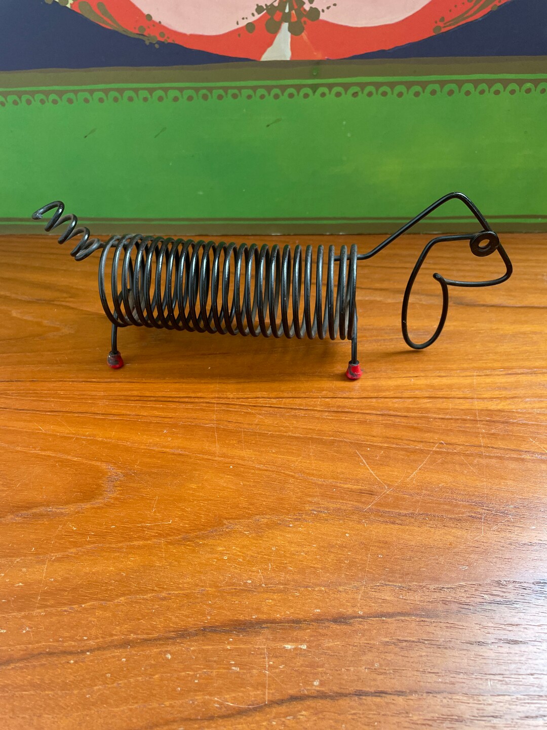 Vintage Metal Coil Dog Letter Holder With Red Feet - Etsy