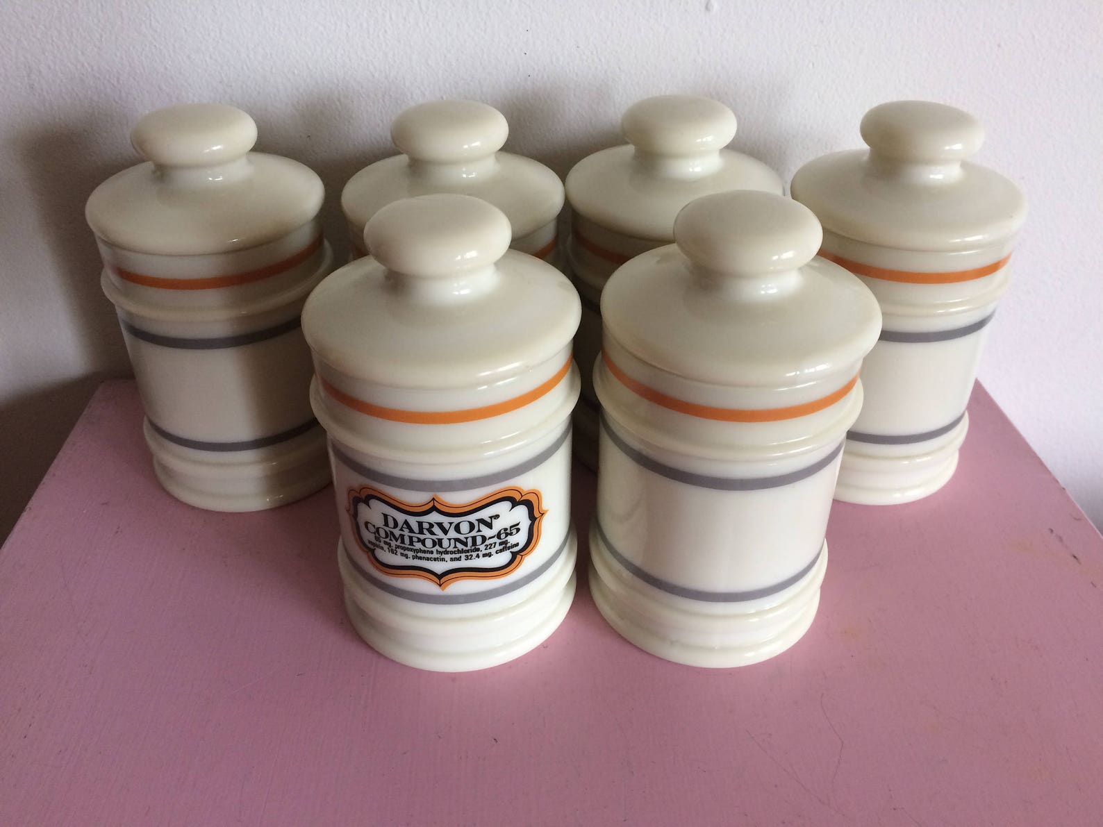 Vintage Darvon Compound off White Jar With Orange and Grey - Etsy