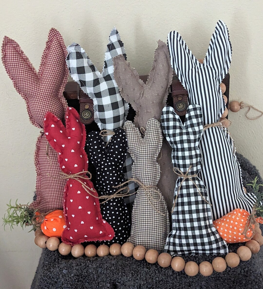 Rustic Fabric Bunnies (set of 2)/spring Decor/mommy and Baby Bunny ...