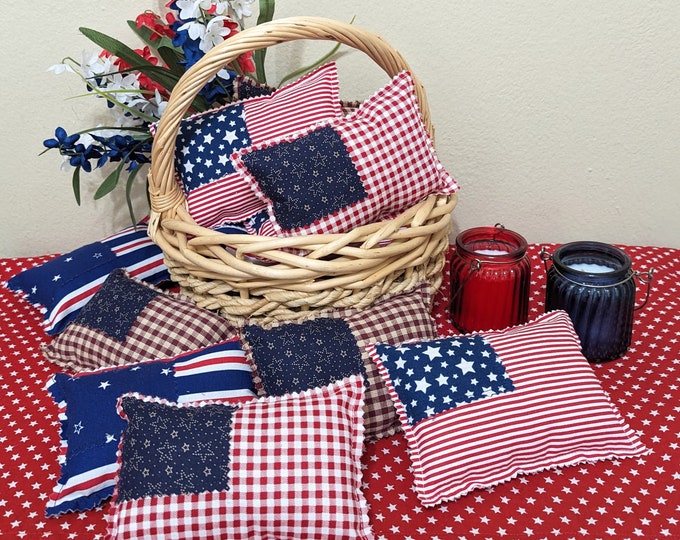 Patriotic Mini Flag Pillows (set of 3)/bowl Fillers/tiered Tray Decor ...