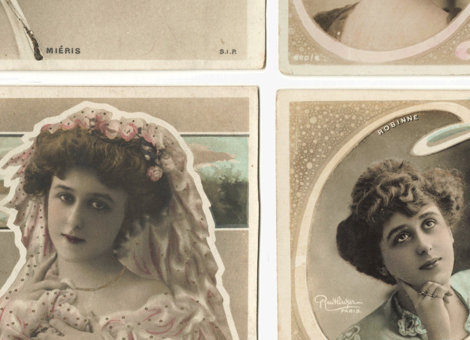 Actresses and Poses, 20 Antique Postcards, DIGITAL, 5 Sheets, Ca. 1900 ...