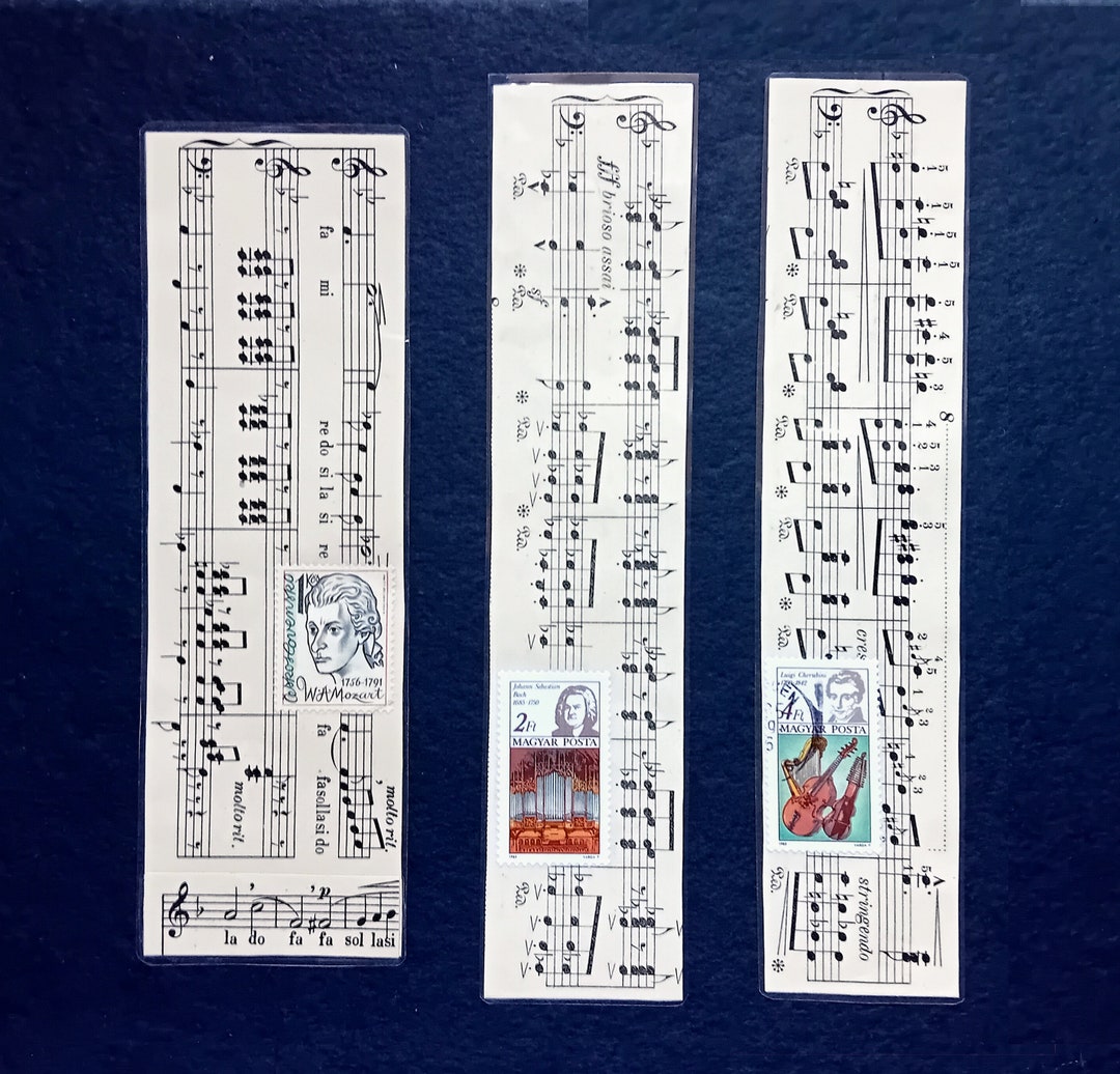 Three Bookmarks, Vintage Music Notes (1920s) With Vintage Postage ...