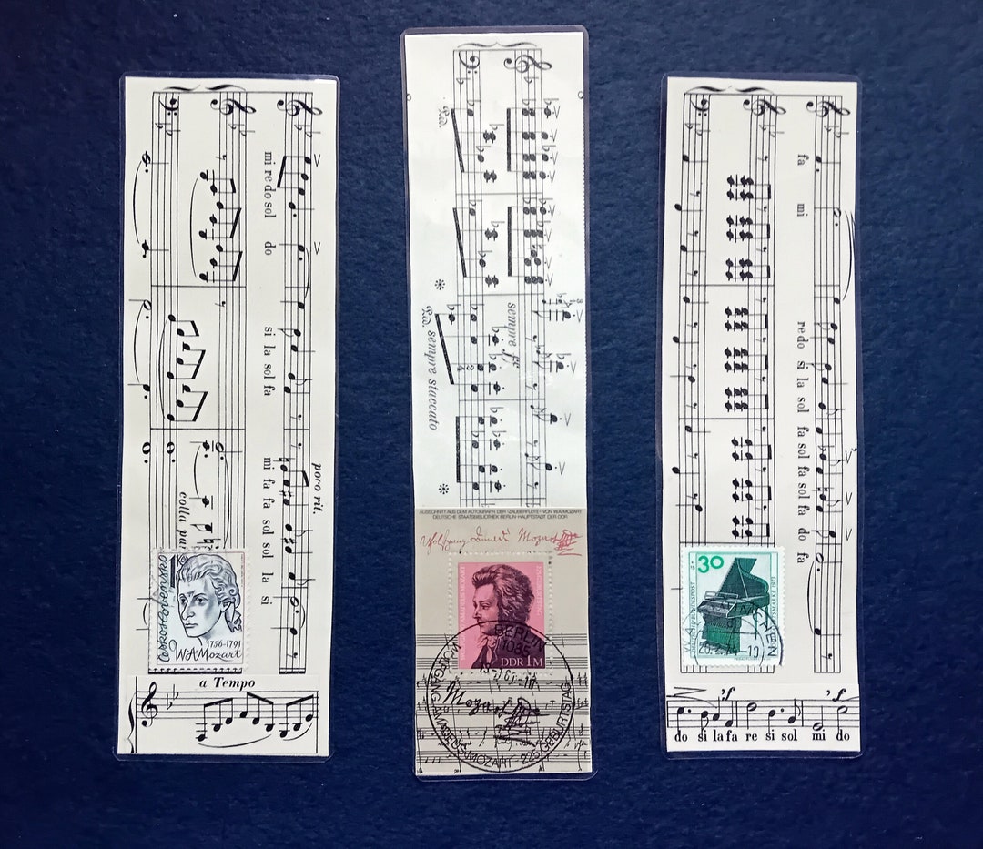 Three Bookmarks, Vintage Music Notes (1920s) With Vintage Postage ...
