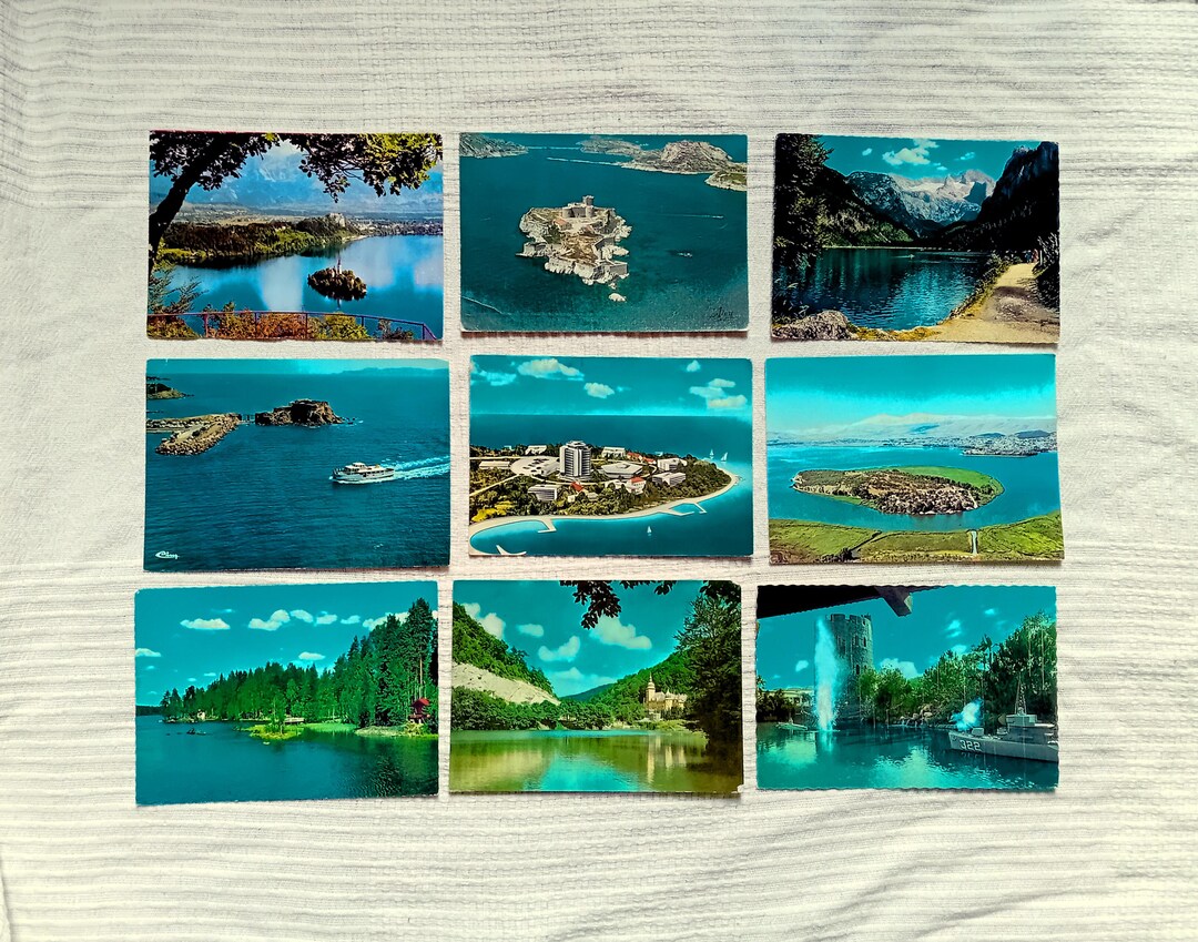 Islands and Lakes on Vintage Postcards, Set of 9, 1970s and 1980s From ...