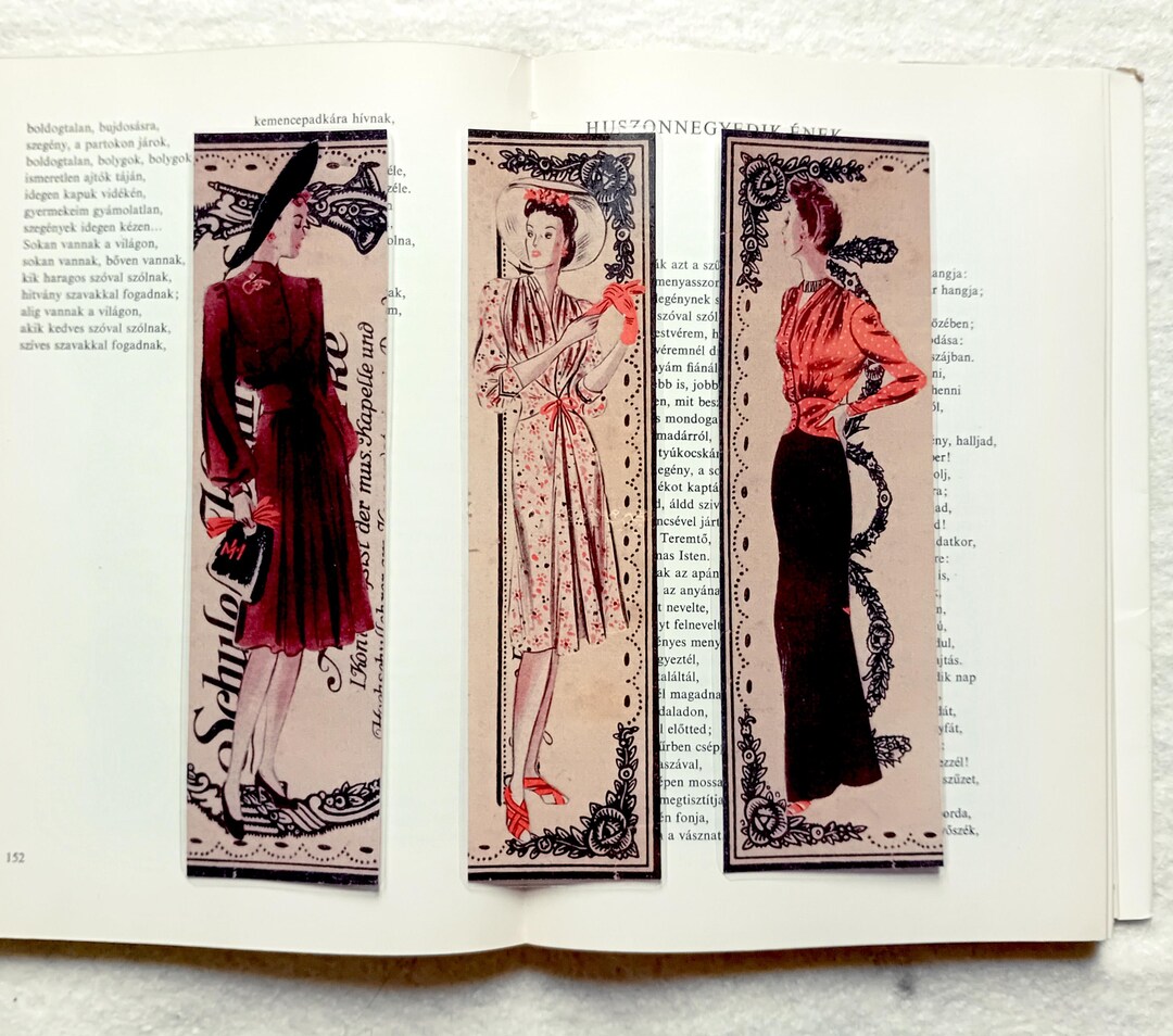 Three Bookmarks, Collages, Vintage Fashion Magazines of the 1940s ...