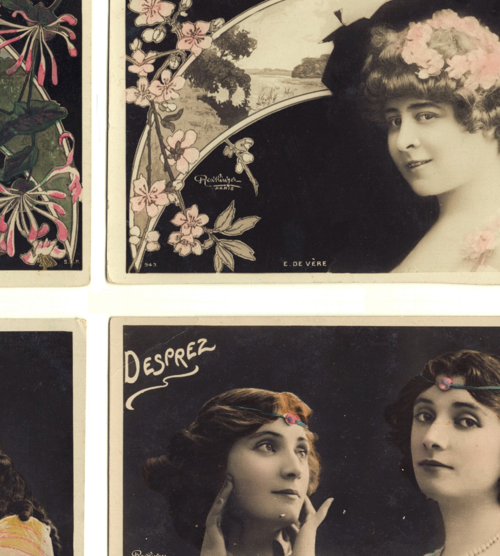 Actresses and Poses, 20 Antique Postcards, DIGITAL, 5 Sheets, Ca. 1900 ...