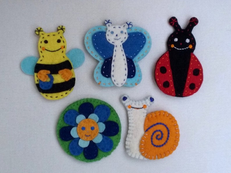 Meadow Animals Finger Puppets, Felt Animals, Felt Puppets -blue - Etsy