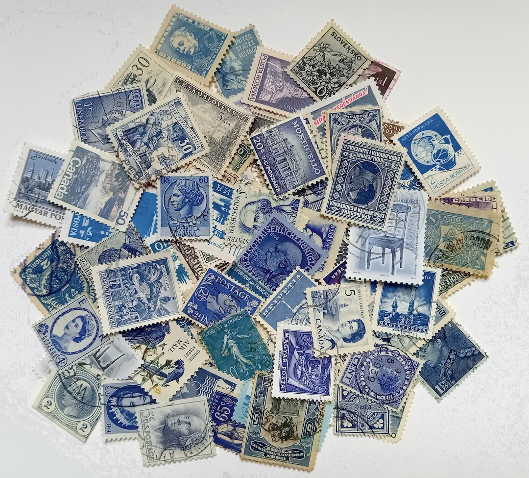 Blue Postage Stamps Set of 100 All Different Antique and - Etsy UK