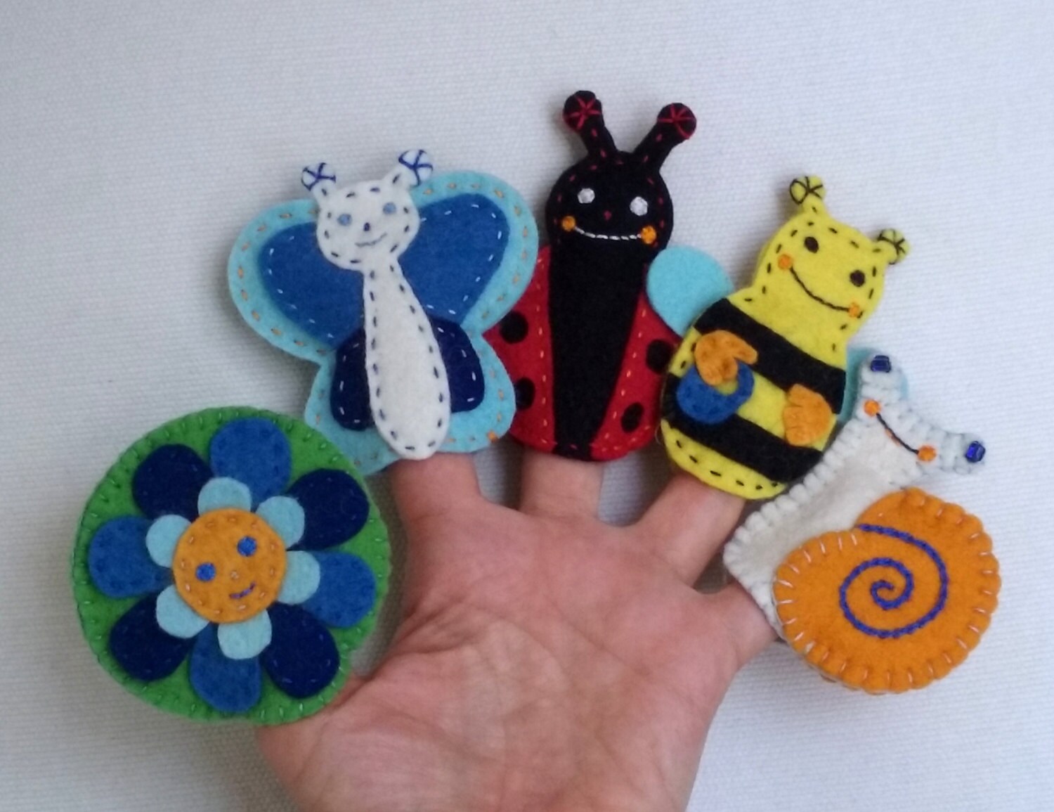 Meadow Animals Finger Puppets, Felt Animals, Felt Puppets -blue - Etsy