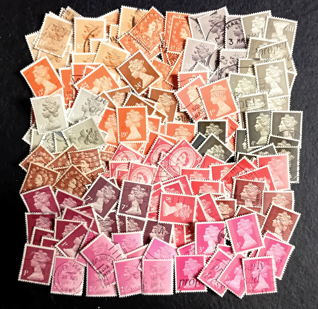 200 Queen Elizabeth Postage Stamps, 20 Different Colors, 10 Pieces of ...