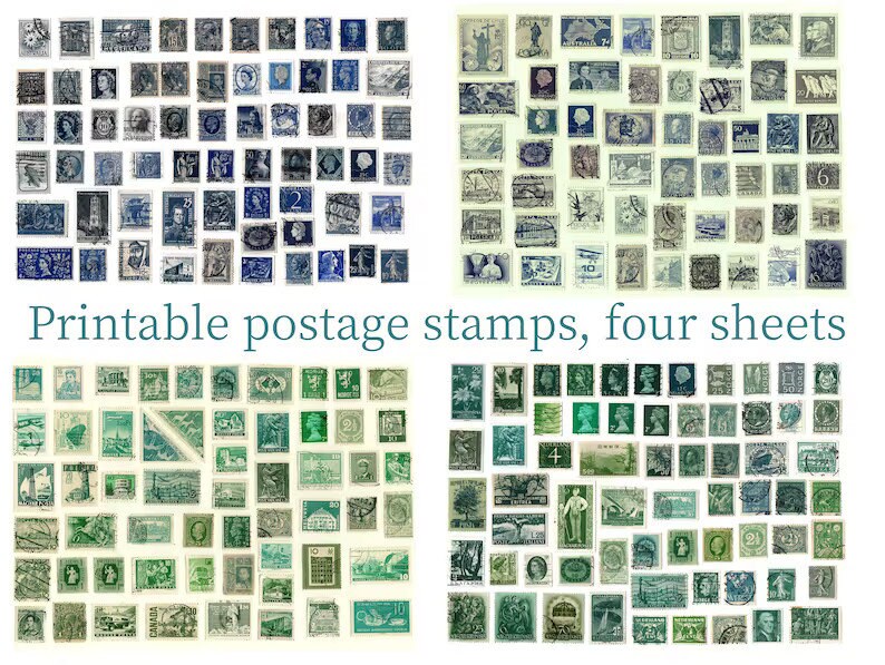 Postage Stamps. 12 Sheets. DIGITAL. Antique and Vintage. Download ...