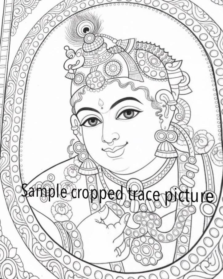 Baby Krishna Art Print & Tracing Template | Indian Traditional Tanjore ...
