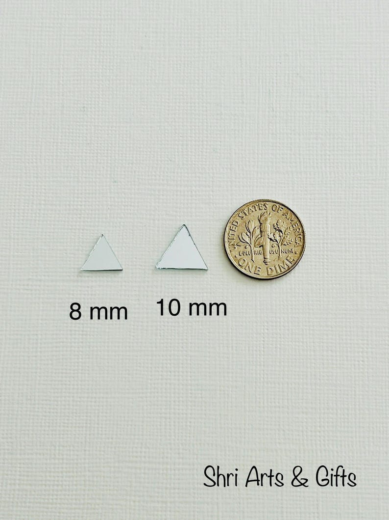 Triangle Shaped Craft Mirrors, 8mm, 10 Mm Size Mirrors for Art & Crafts ...