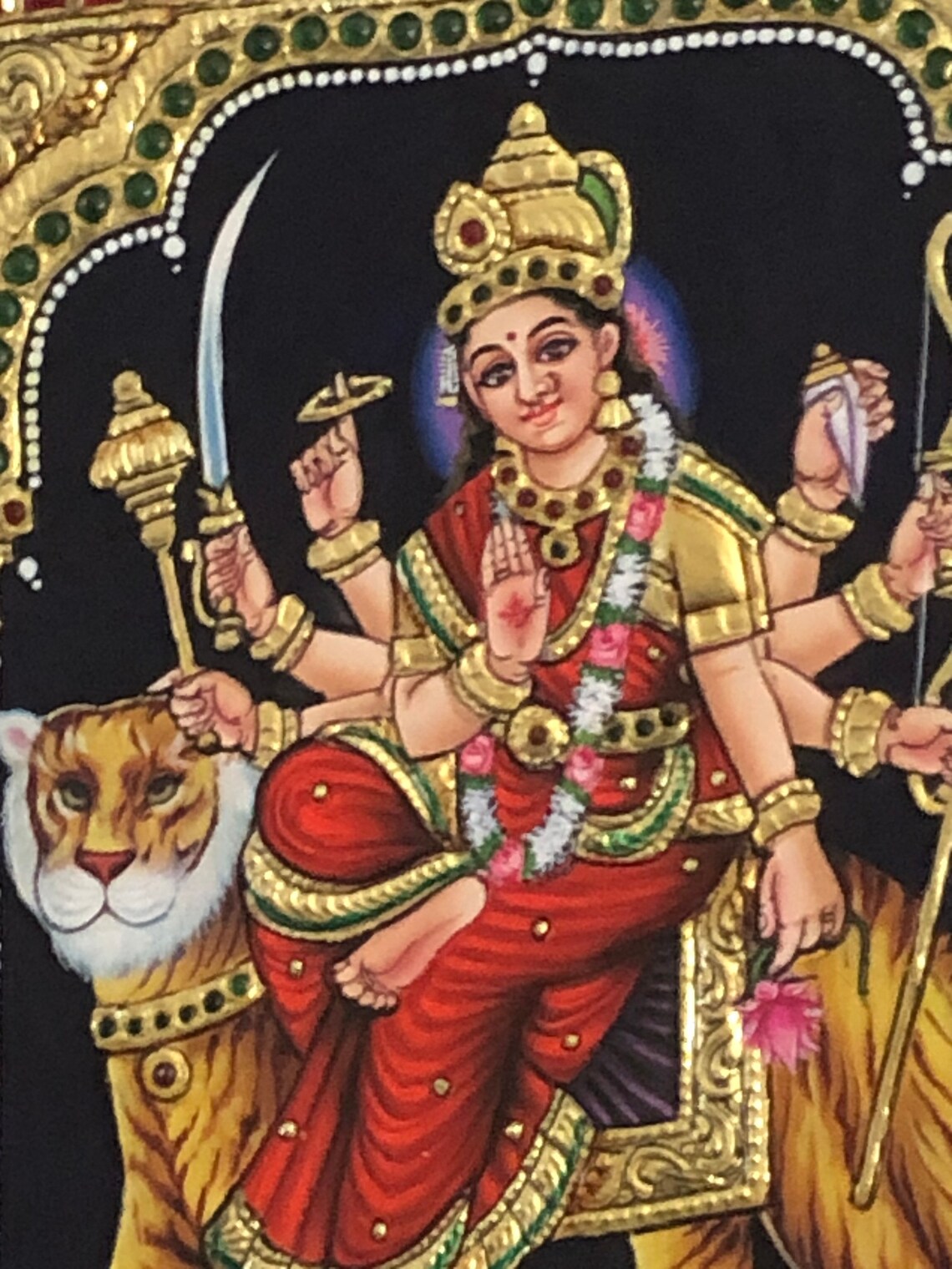 Divine Durga Devi Tanjore Painting Durga Devi Art Puja Room | Etsy