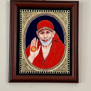 Shirdi Sai Baba Gift Tanjore Painting With Hardwood Frame Sai Baba Puja ...