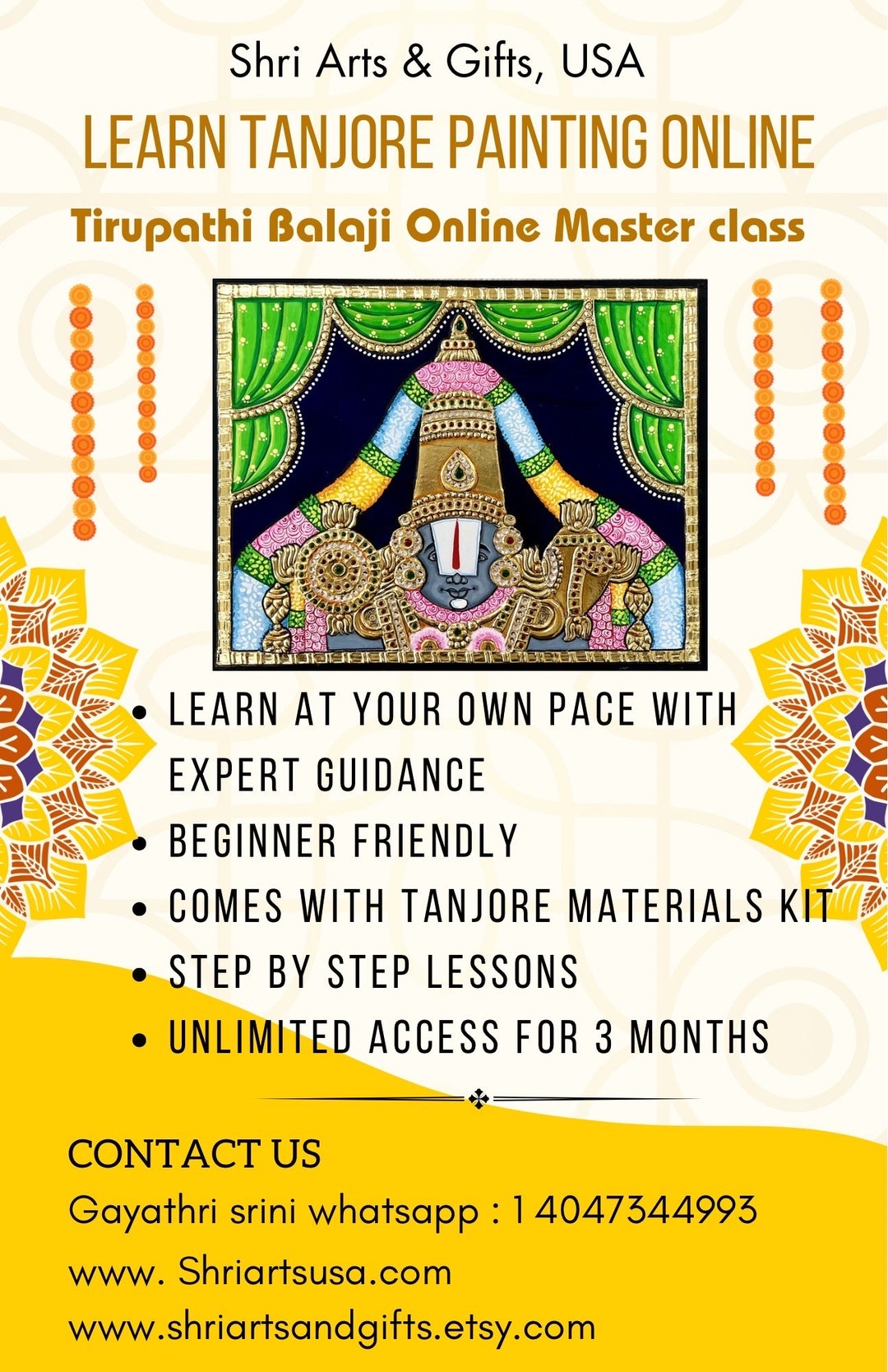 Tirupathi Balaji Online Tanjore Painting Master Class Learn Tanjore Painting Steps and Create ...