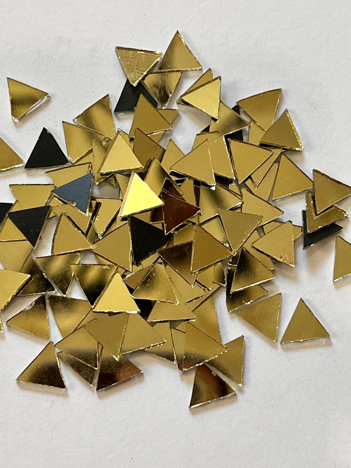 200 Pieces Triangle Gold Glass Mirrors 10 Mm, 13 Mm, Tiny Craft Mirrors ...