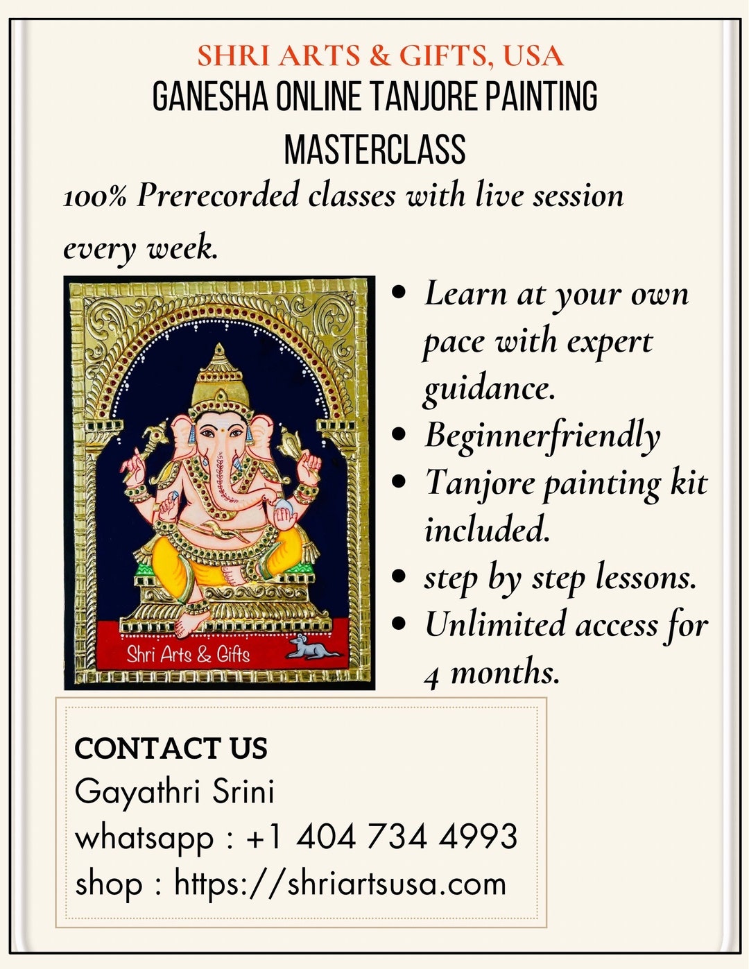 Ganesha Online Tanjore Painting Master Class | Learn Tanjore Painting Steps and Create Beautiful ...