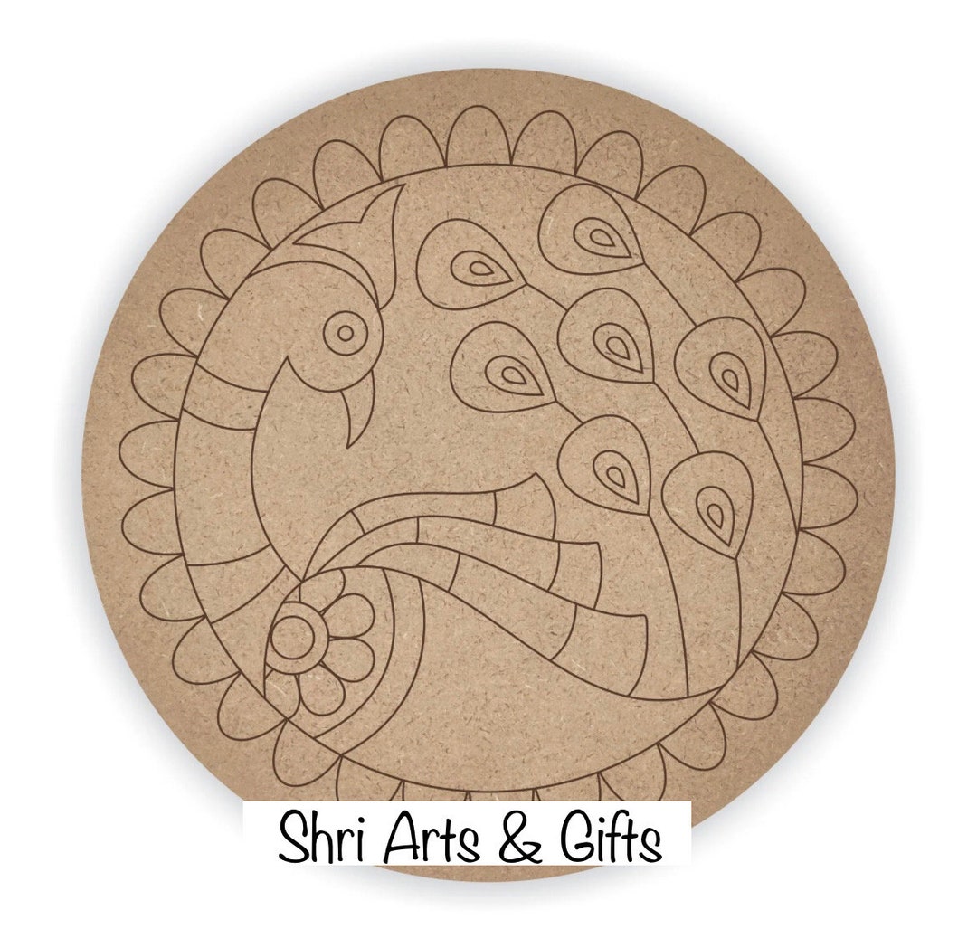 Peacock Round Premarked MDF Base for DIY Art Projects - Mdf Art ...