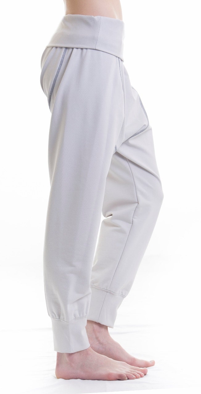 Dropped Crotch Yoga Pants - Off-white Harem Pants - Loose White Pants ...