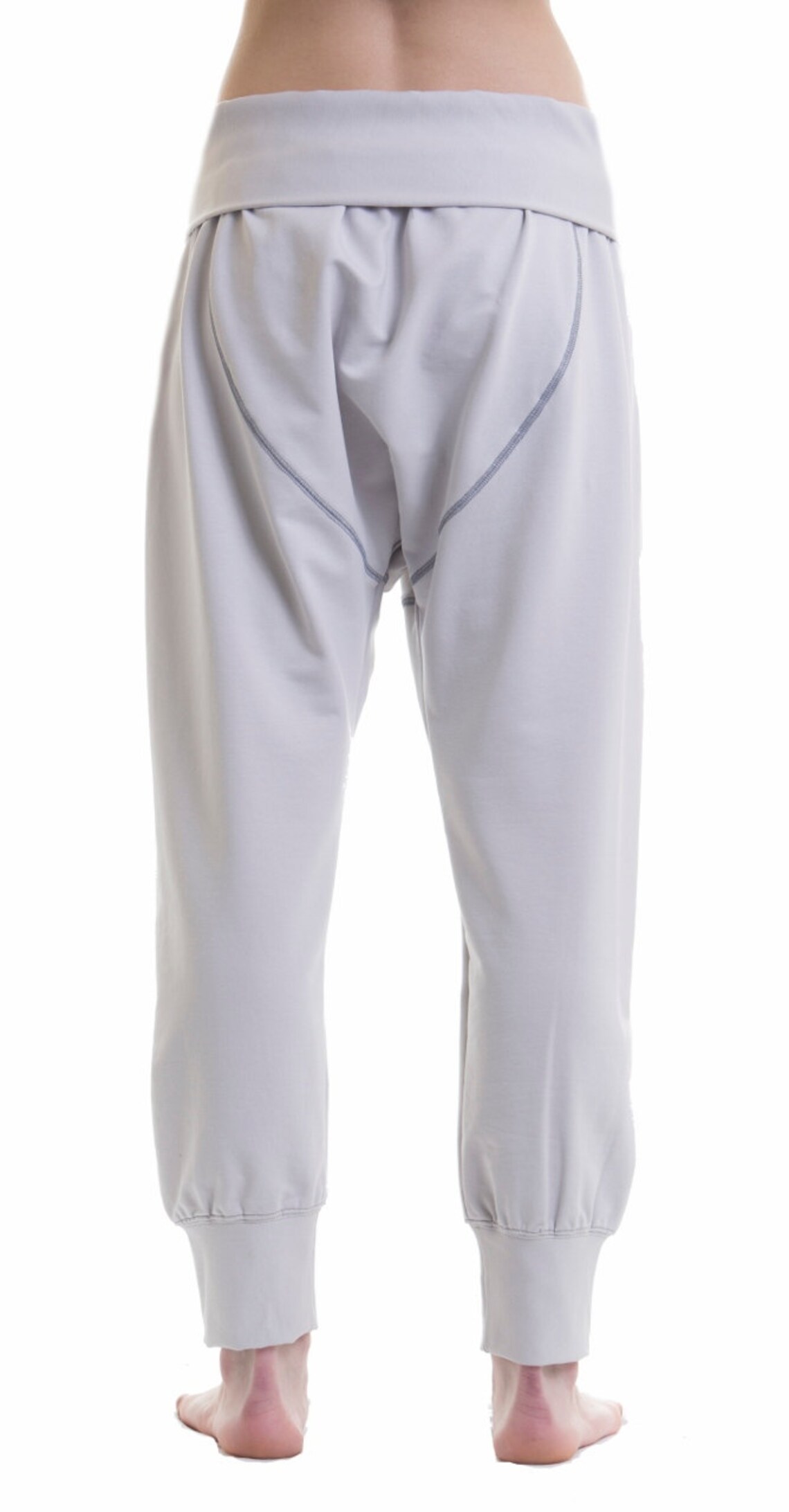 Dropped Crotch Yoga Pants Off-white Harem Pants Loose White Pants Low ...