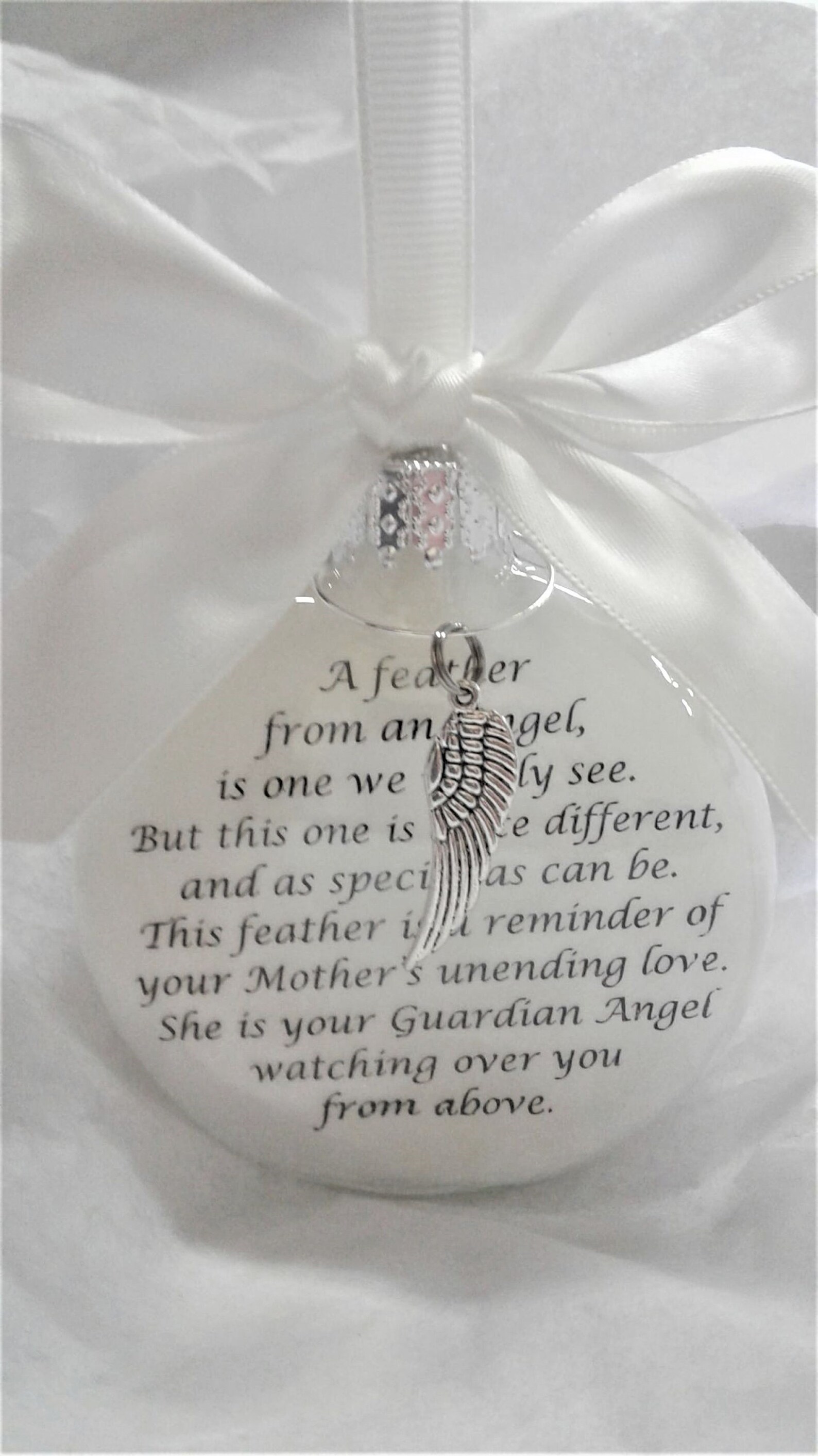 In Memory of Mother Memorial Ornament Optional Single Feather | Etsy