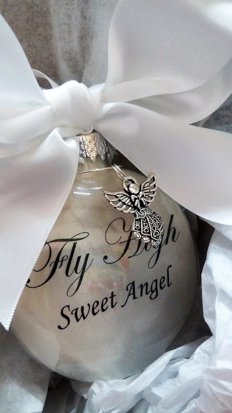 Christmas Ornament Memorial Fly High Sweet Angel W/ Charm in Memory of ...