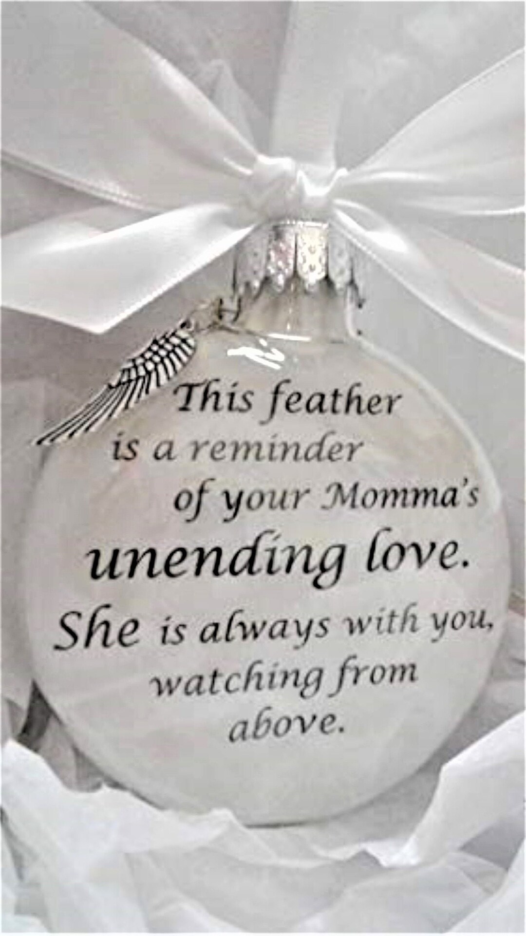 Feather a Reminder Unending Love Momma Sympathy Gift In Memory Memorial ...