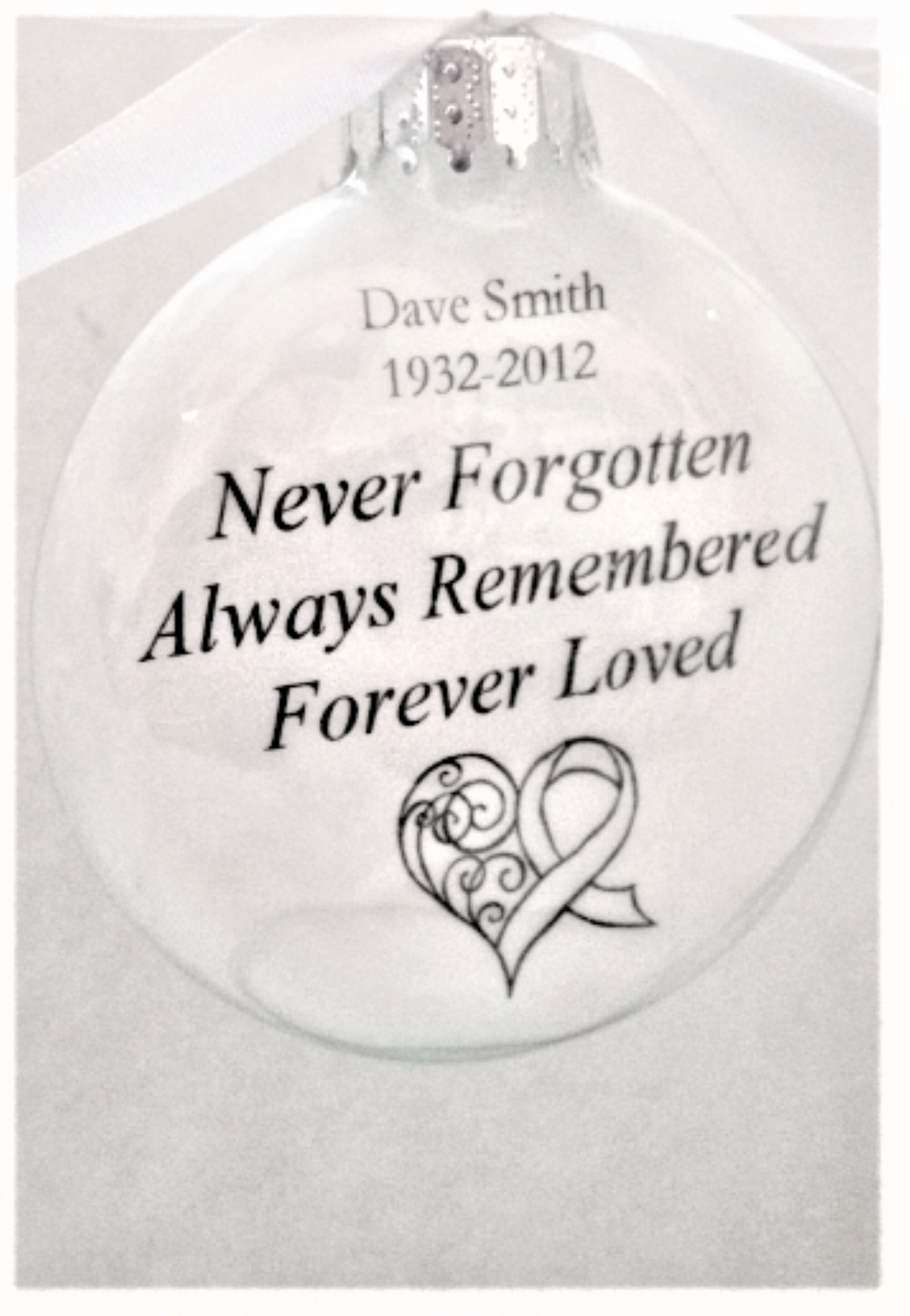 In Memory Ornament "never Forgotten Always Remembered Forever Loved ...