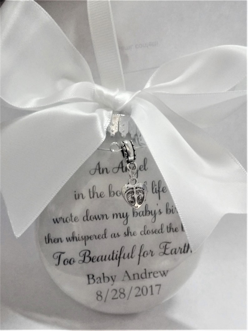 Personalized Memorial Ornament, Loss of Baby Keepsake Bauble Too ...