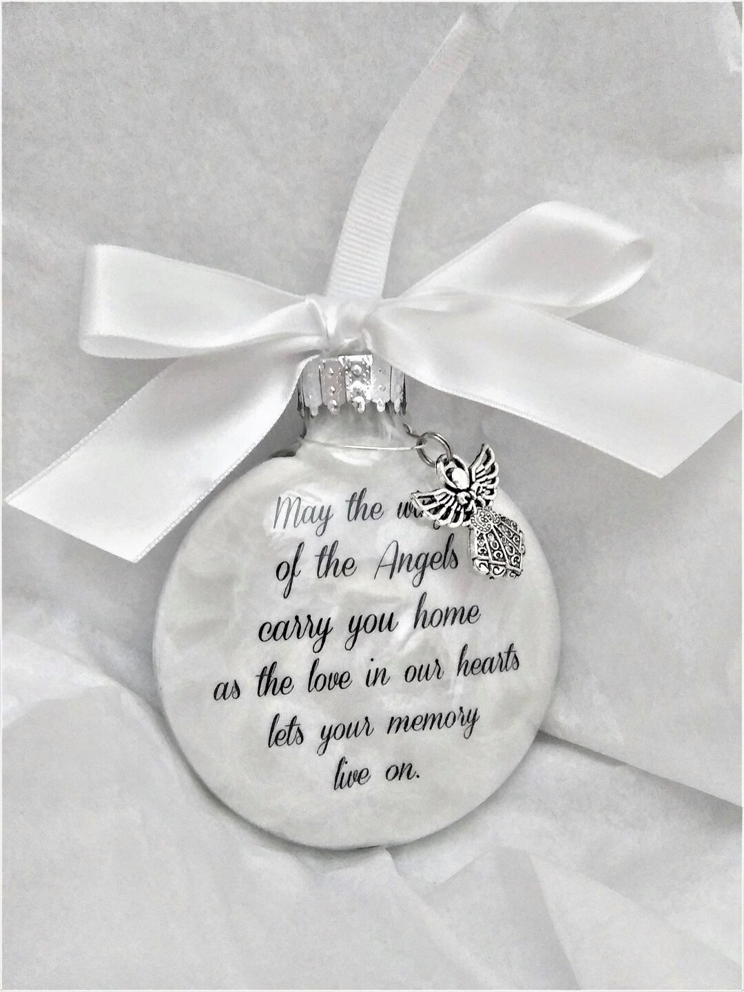 Personalized Memorial Ornament: Angel Wings Keepsake, Sympathy Gift - Etsy