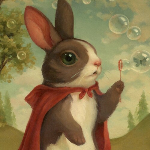 Bunny With Bubbles 5x7 Giclee Print - Etsy