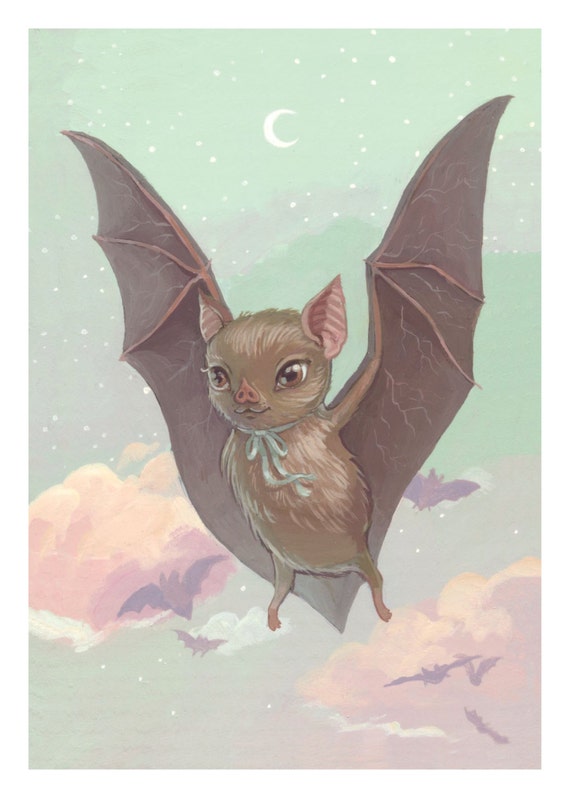 Bat Art Print 5x7 | Etsy