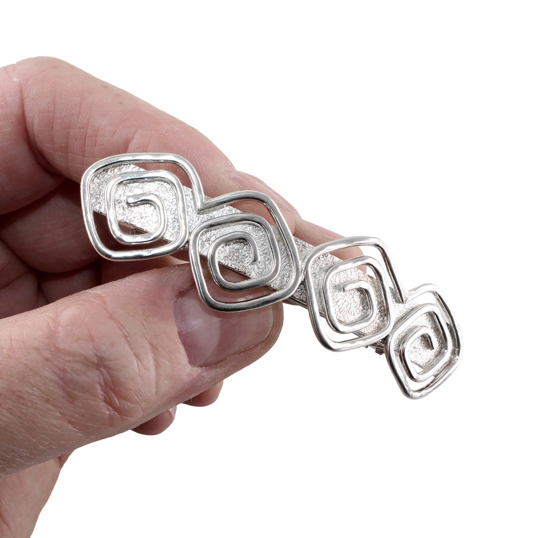Greek Key Silver Hair Barrette, Spiral Hair Clip, Sterling Silver ...