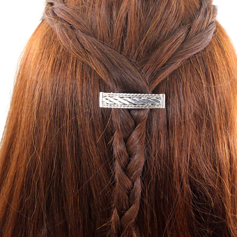Small Silver Hair Clip, Silver Barrette, Hair Accessory, Woven Hair ...