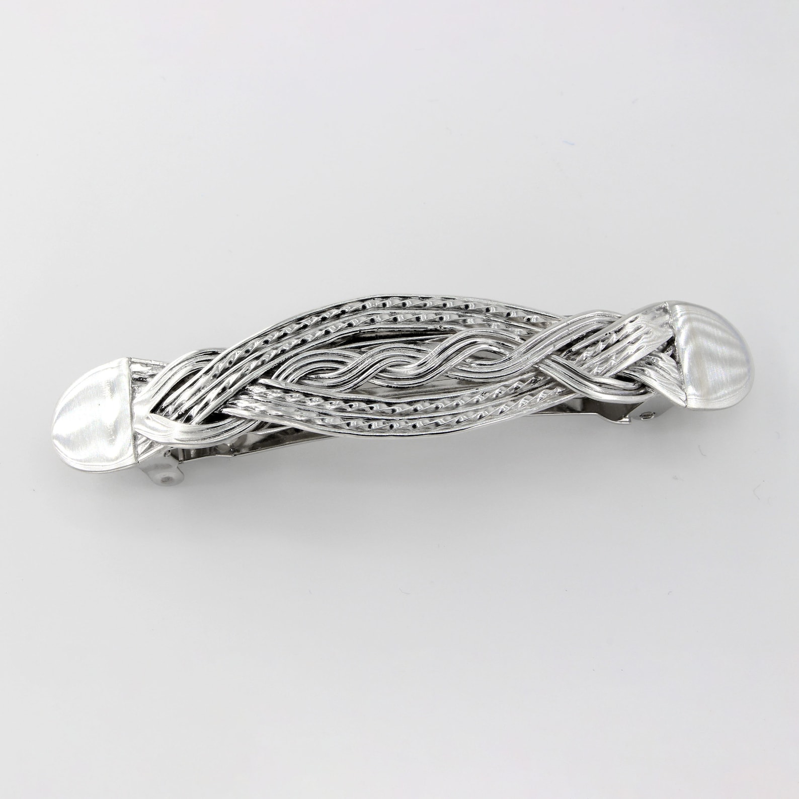 Large Sterling Silver Hair Barrette With Hand Woven Design, Silver Hair ...