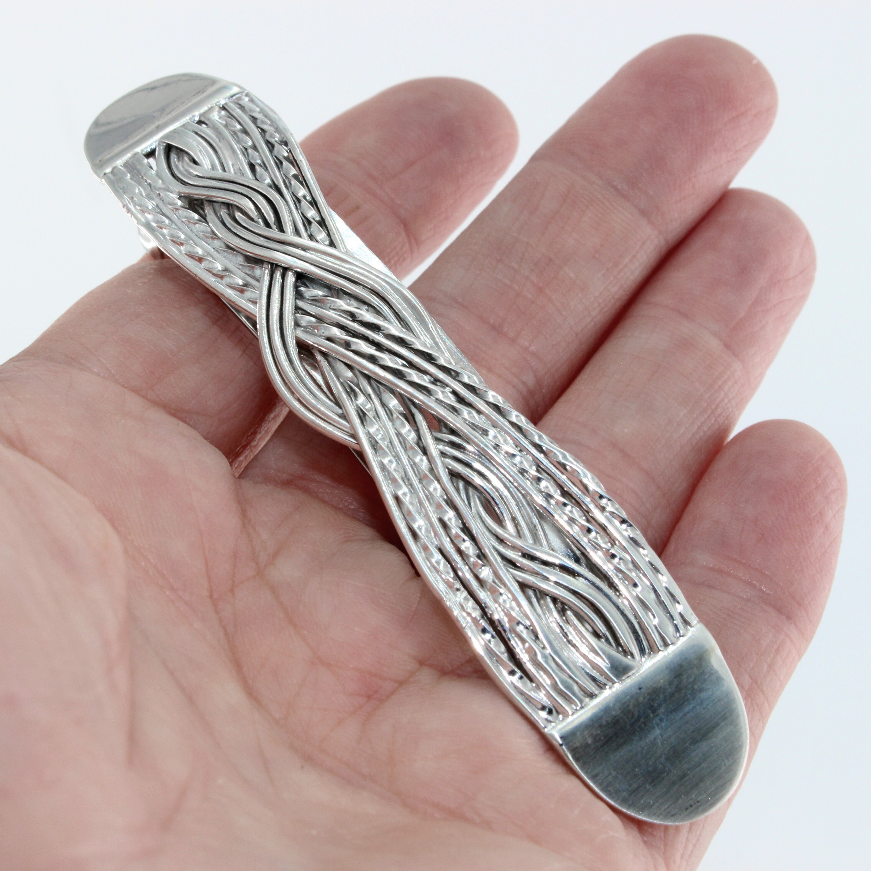 Large Sterling Silver Hair Barrette With Hand Woven Design - Etsy