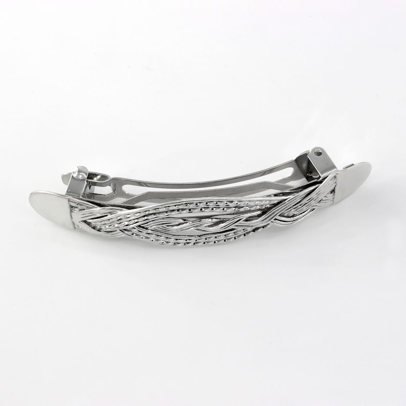 Large Sterling Silver Hair Barrette With Hand Woven Design, Silver Hair ...