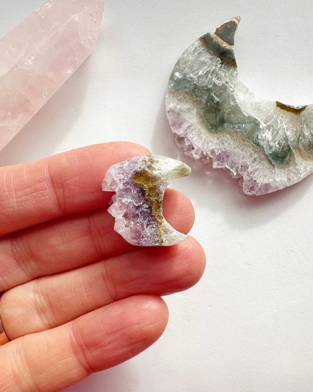 Amethyst Agate Mini Moon Slice Crystal, Amethyst Moon, Moon Crystal ...