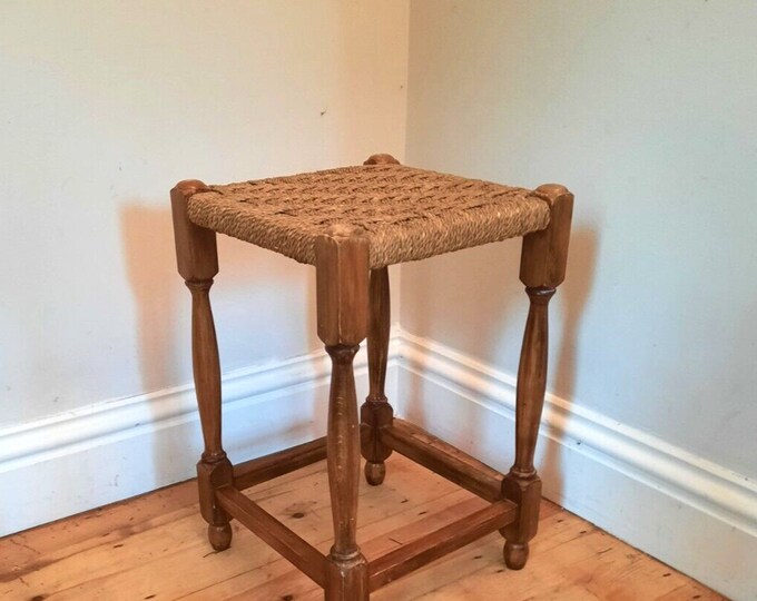 Vintage Square Stool String Woven Seat, 30 X 30cm - Etsy