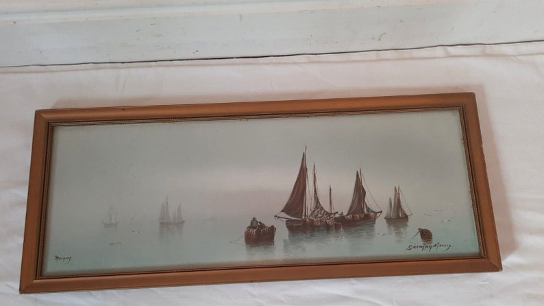 Pair of Garman Morris Watercolours Boats Harbour Fishing Sailing - Etsy