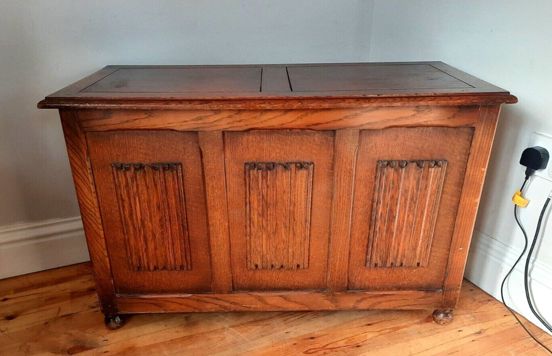 Vintage Oak Linenfold Blanket Box Ottoman Toy Box Coffer - Etsy