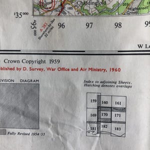National Grid Ordnance Survey Vintage Map Issued by War Office London ...
