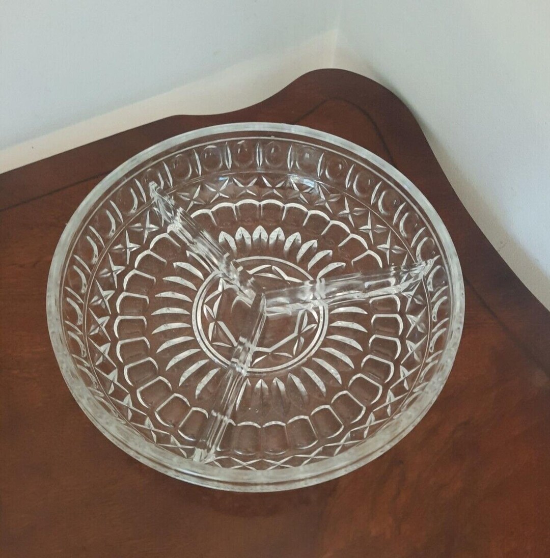 Vintage Cut Lead Crystal Glass Hors D'oeuvre Dish - Etsy
