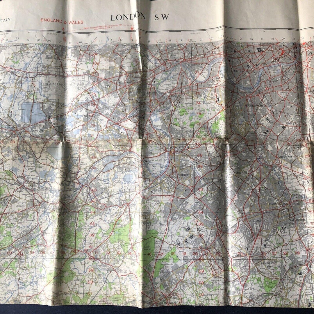 National Grid Ordnance Survey Vintage Map Issued by War Office London ...