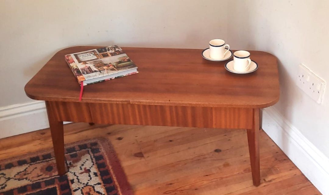 A Vintage 1960's Danish Style Coffee Table With Central Drawer - Etsy