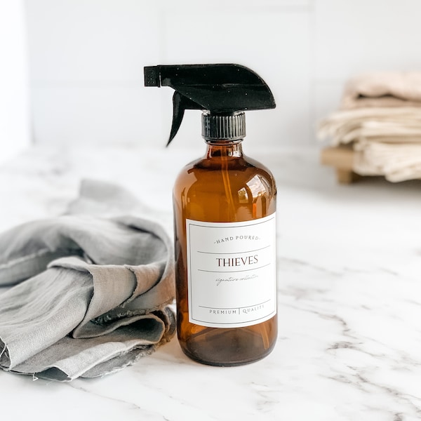Amber Glass Spray Bottle With Labels - Etsy