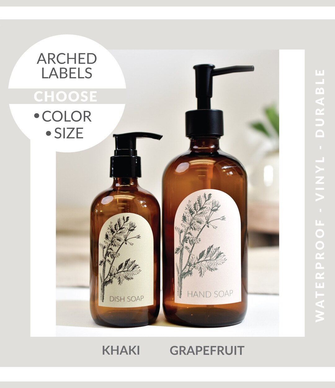 ARCHED Waterproof Vinyl Labels | Pick Your Size and Color | Vinyl ...