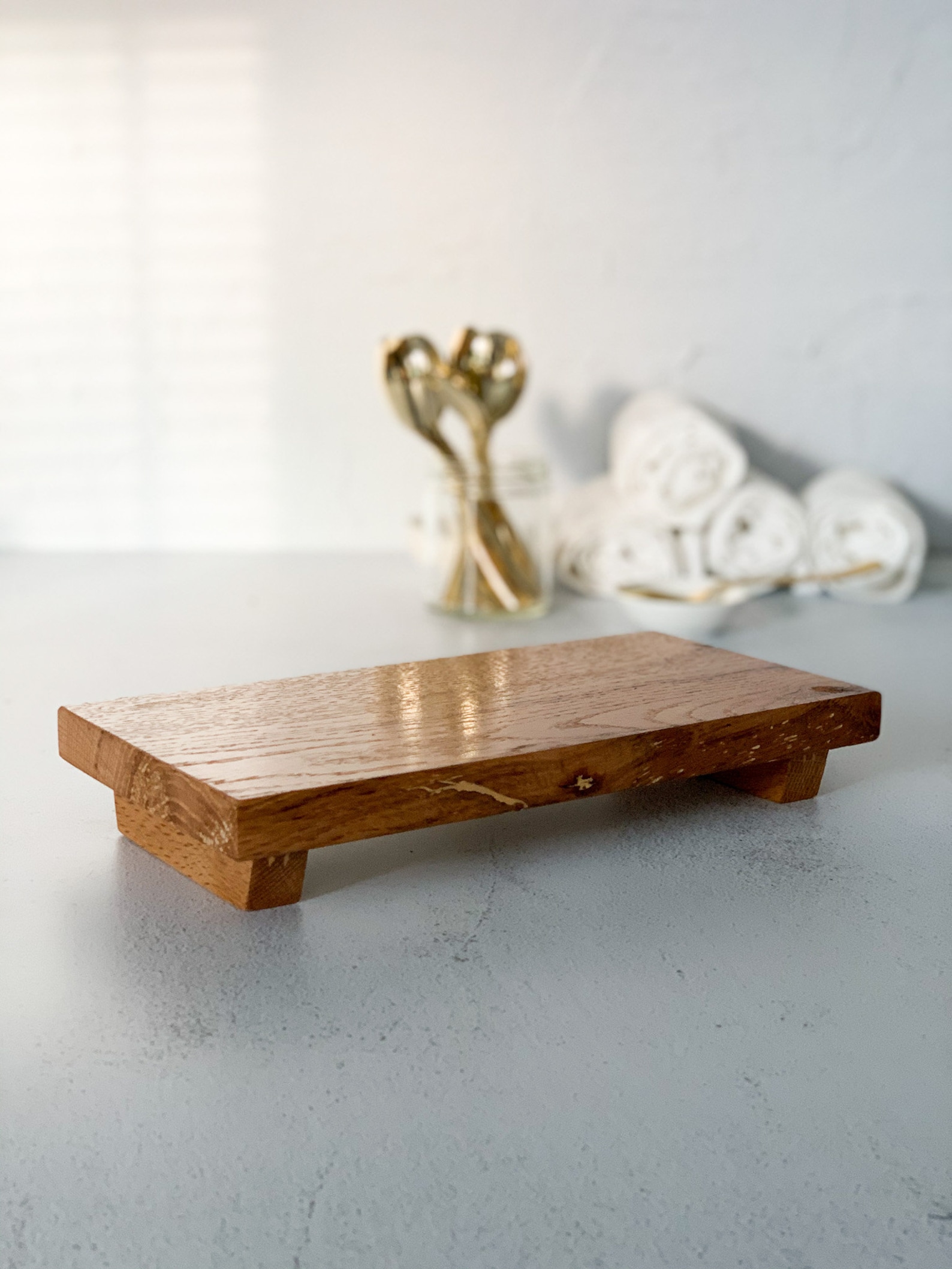 Countertop Tray - White Oak Tray - Pedestal Tray - Kitchen Counter Tray ...