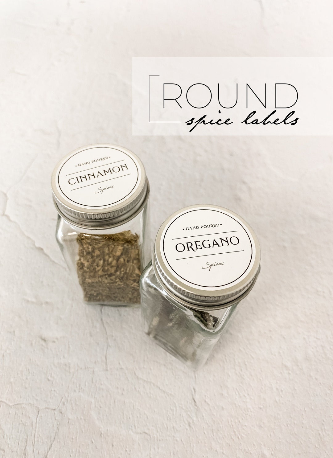 Round Spice Labels - Set of 12 - Vinyl Waterproof Spice Lid Labels ...